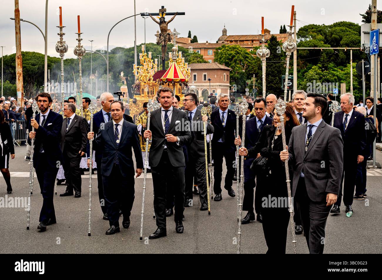 The Jubilee of the Brotherhoods in Rome ROME, ITALY - MAY 17: Confraternity members from Spain ...