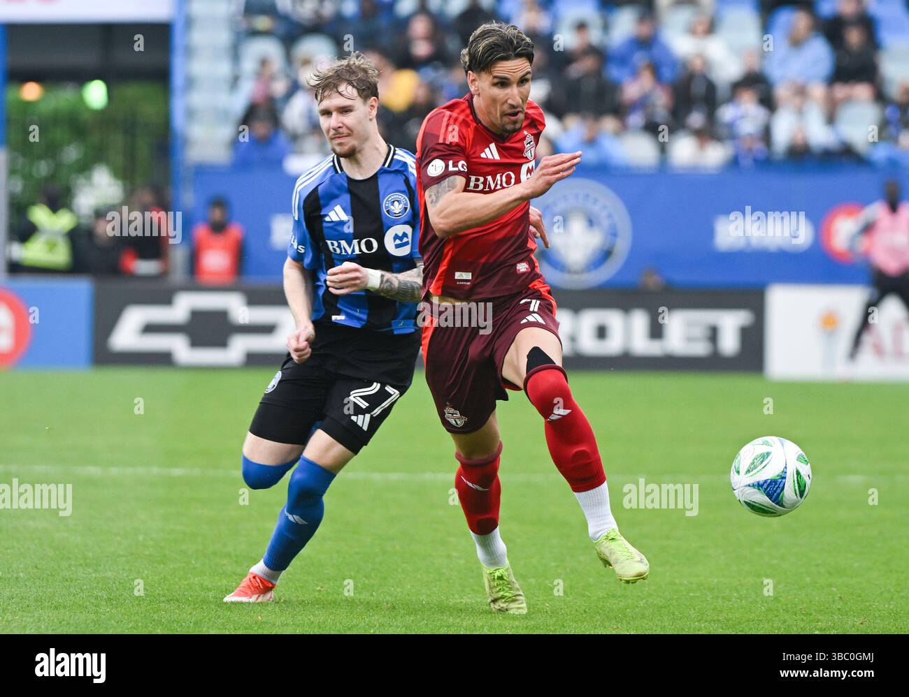 Toronto FC's Theo Corbeanu (7) breaks away from CF Montreal's Dawid ...