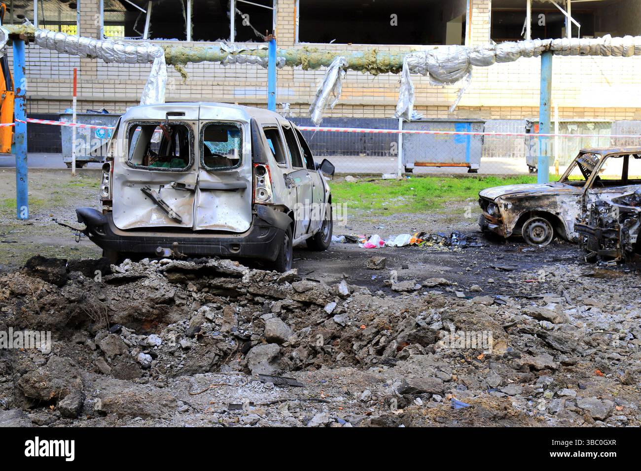 Burnt cars, the car interior burned. Russia s war against Ukraine ...