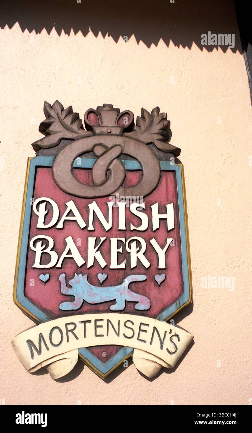 Business name and logo in Solvang, CA, USA, approx. 1992 Stock Photo ...