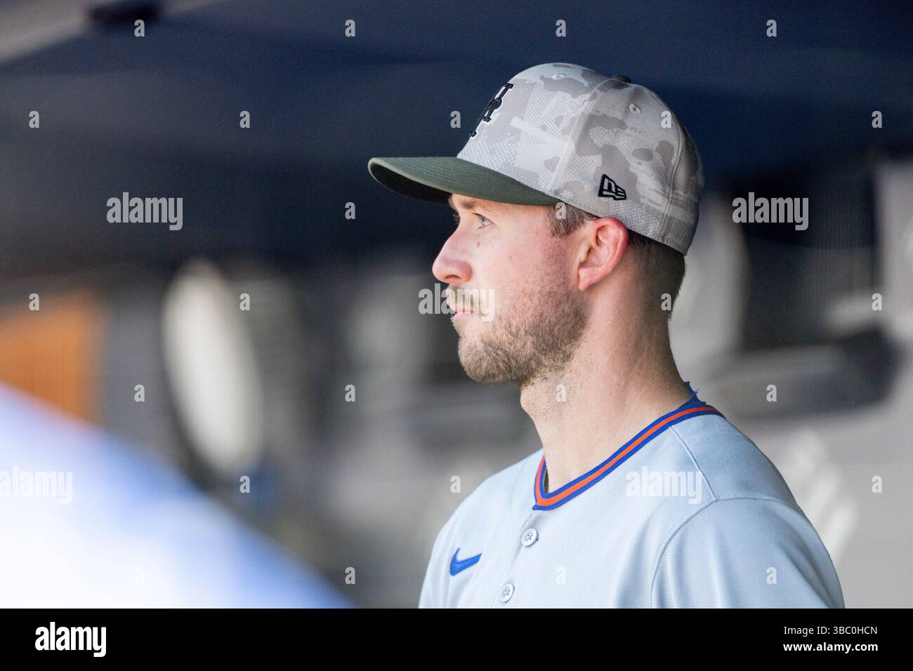 BRONX, NY - MAY 17: New York Mets pitcher Griffin Canning (46) watches ...
