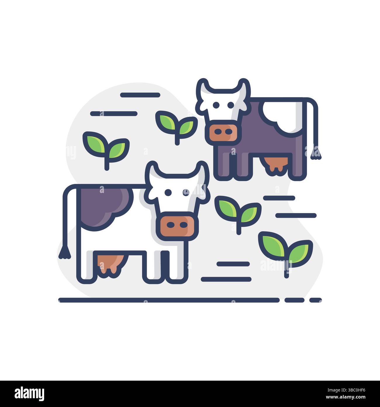Cow on a pasture isolated icon. Agriculture sign. Graph symbol for your ...