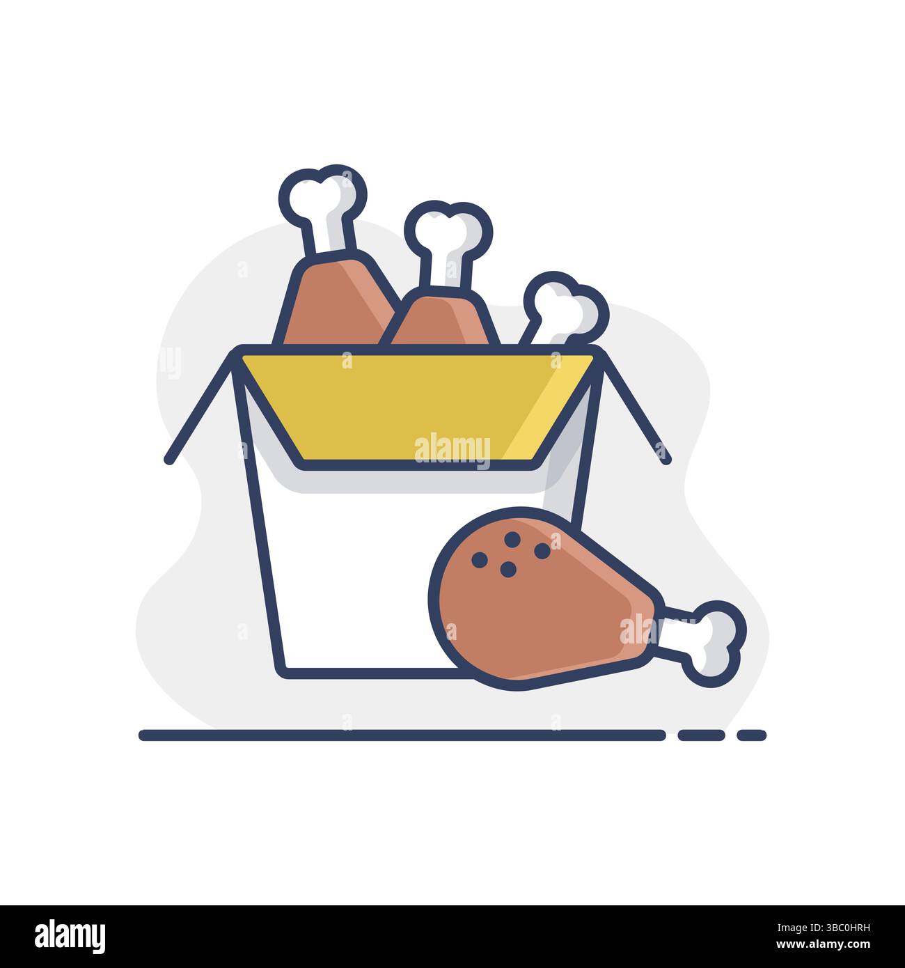 Fried chicken in the box vector isolated icon. Delivery sign. Graph ...
