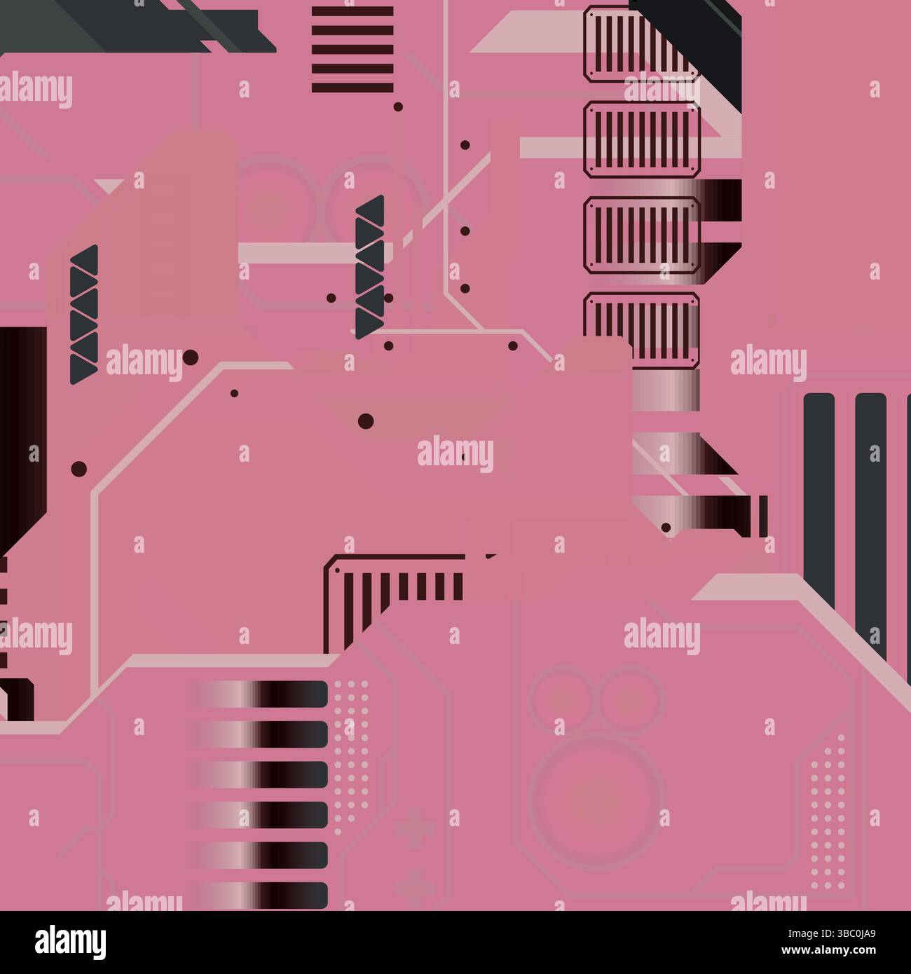 Futuristic Pink Circuit Map – Abstract Interface Design with High-Tech Patterns and Soft ...