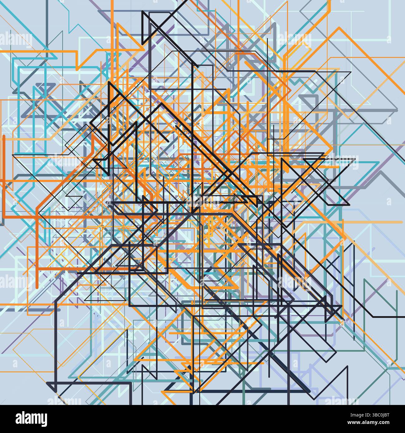 Complex Abstract Grid with Colorful Overlapping Lines – Futuristic ...