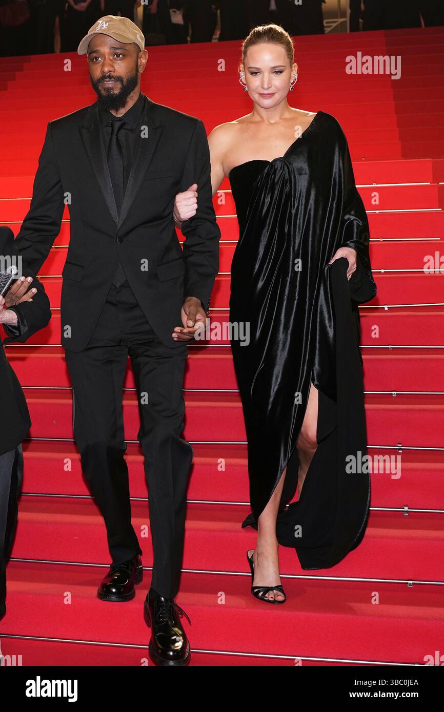 LaKeith Stanfield, left, and Jennifer Lawrence pose for photographers ...