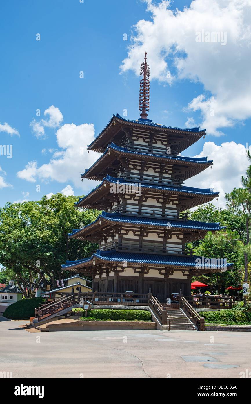The Typical pagoda temple in Japan pavillon at Epcot amusement park ...