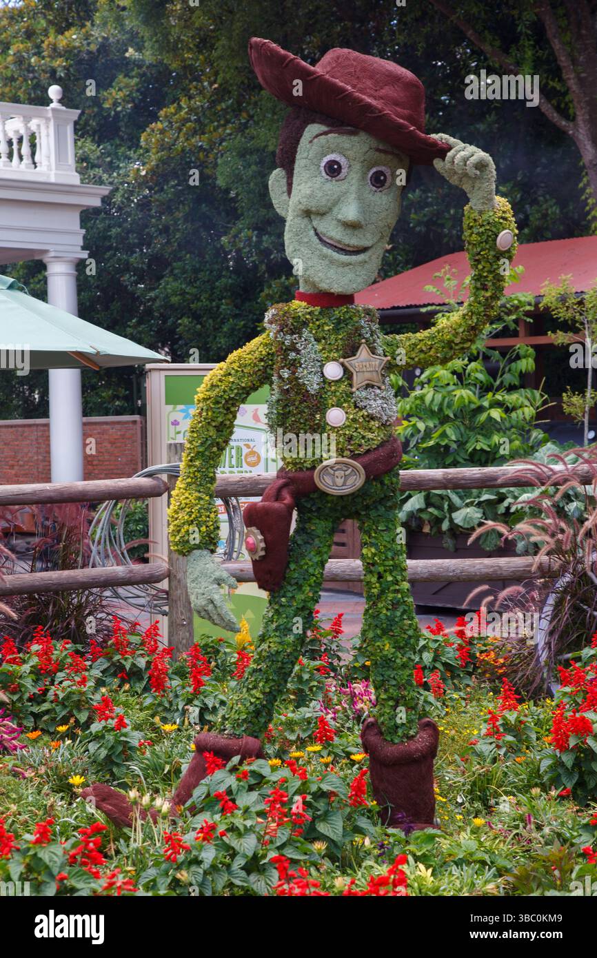 The Woody cowboy toy cartoon character topiary at the American ...