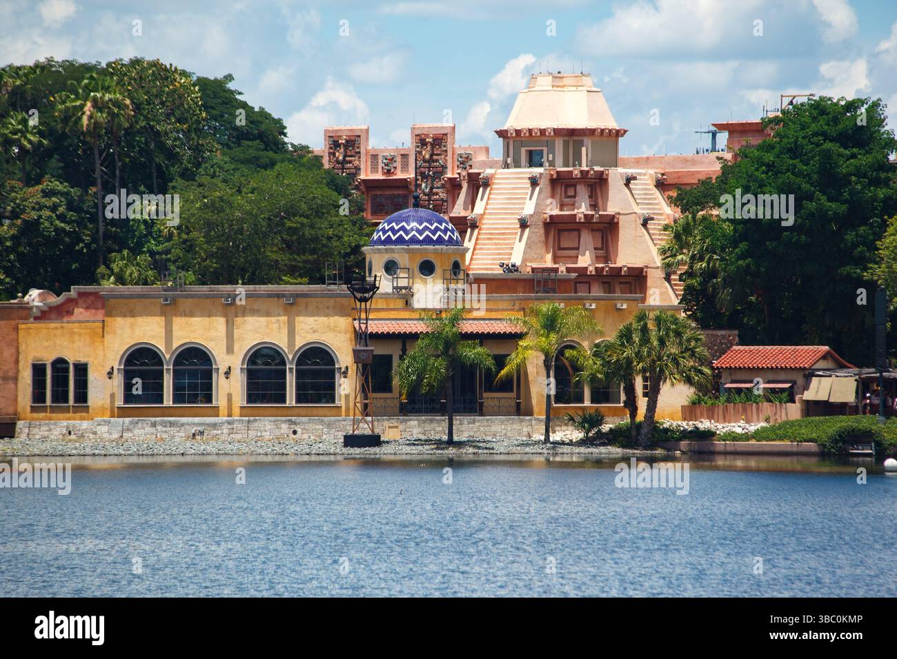 The Mexican pavillon pyramids and typical buildings at the World ...
