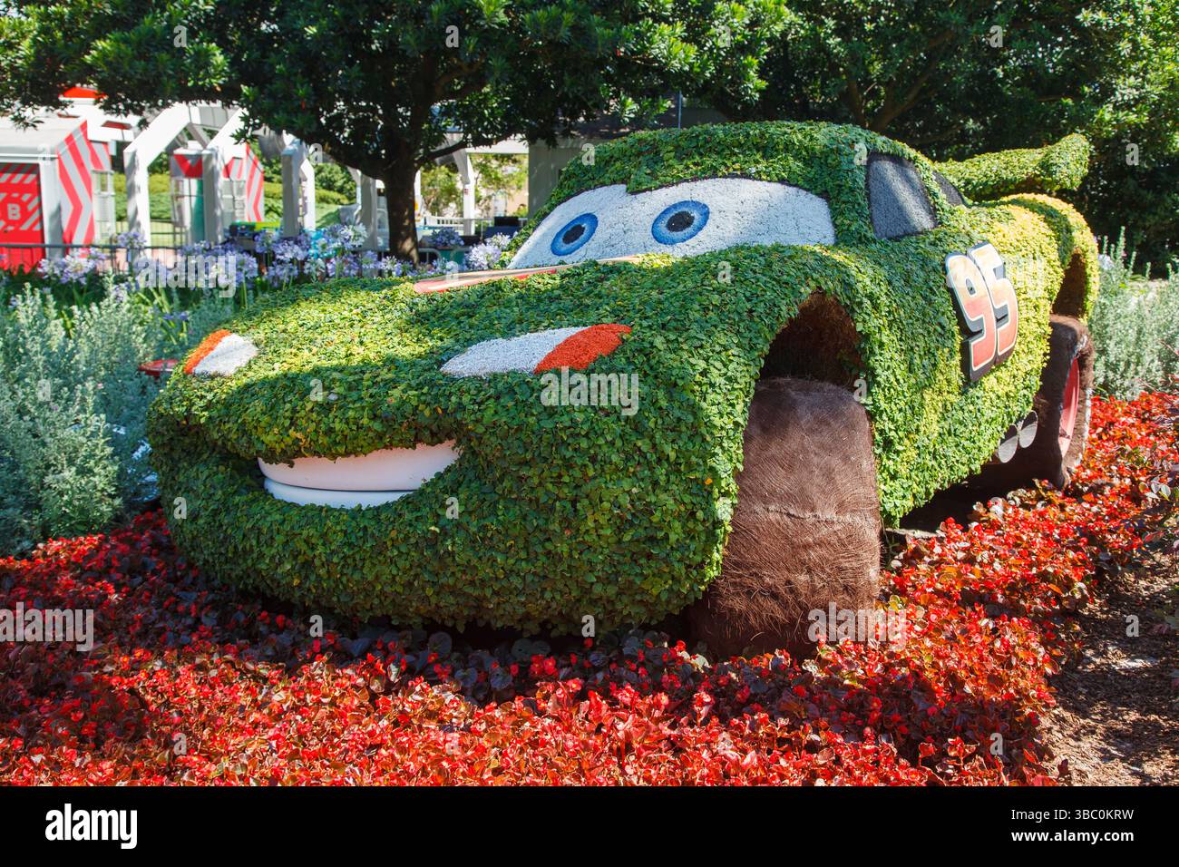 The Lightning Mcqueen cars cartoon character topiary at the American ...