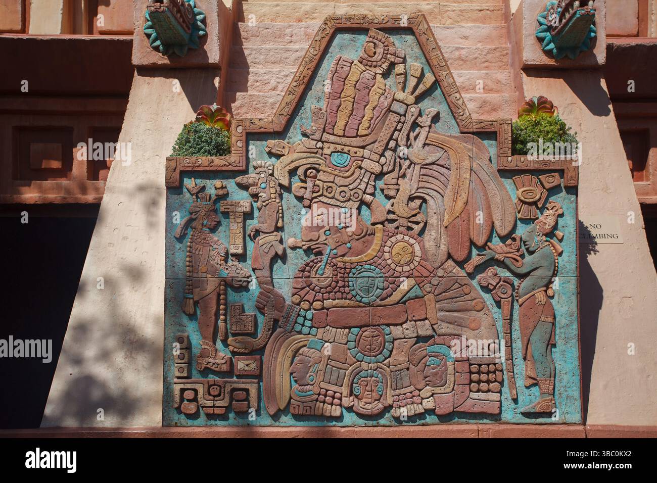 A Detail of the bas relief on the facade of the Mexican pavillon ...