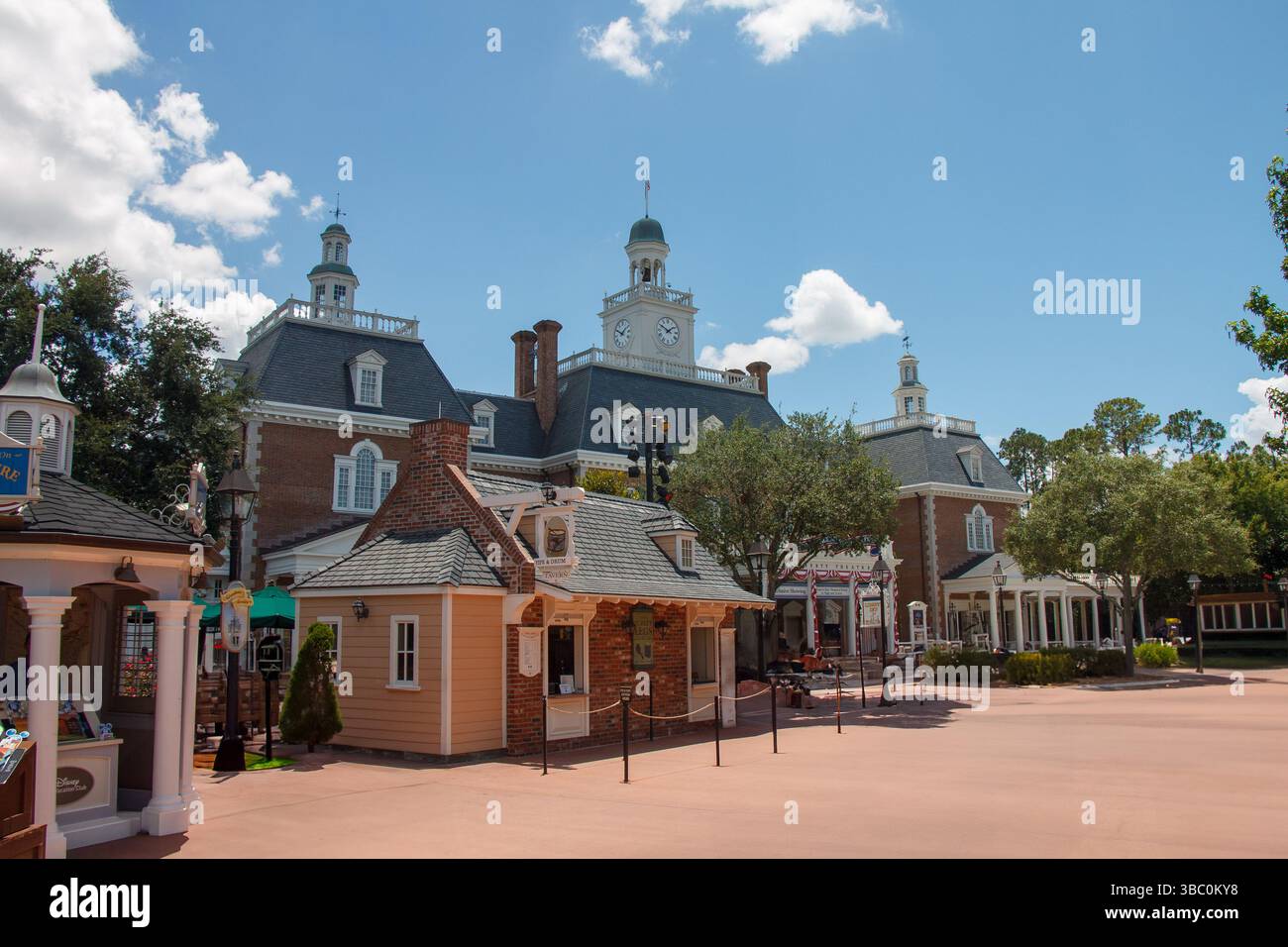 The Classic style clock tower building at the American Adventure ...