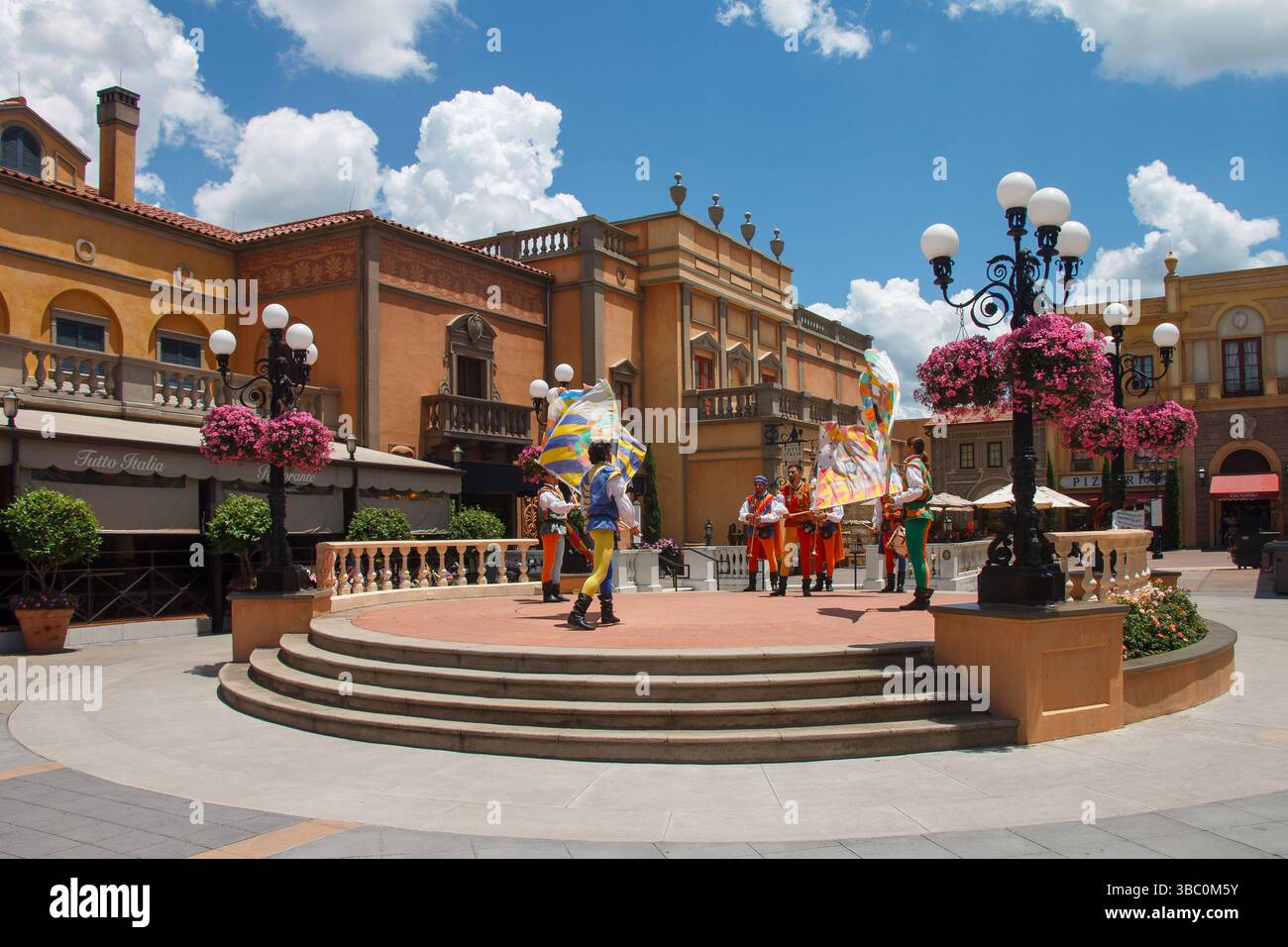 Typical Flag Waving at the Italy pavillon at Epcot amusement park ...