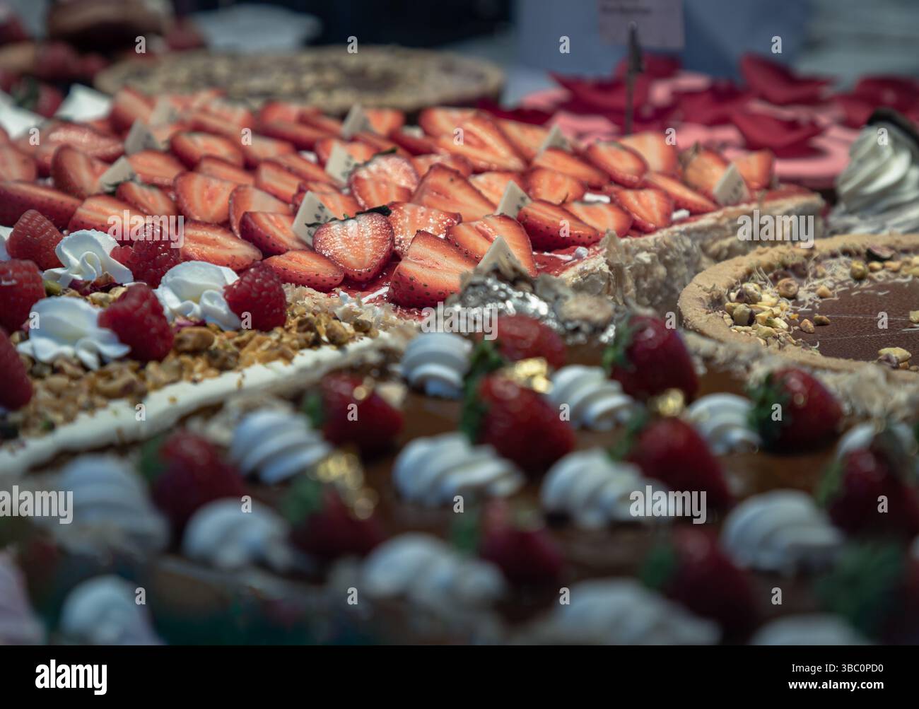 London, UK - May 13, 2025 - Homemade fresh strawberries cake and ...