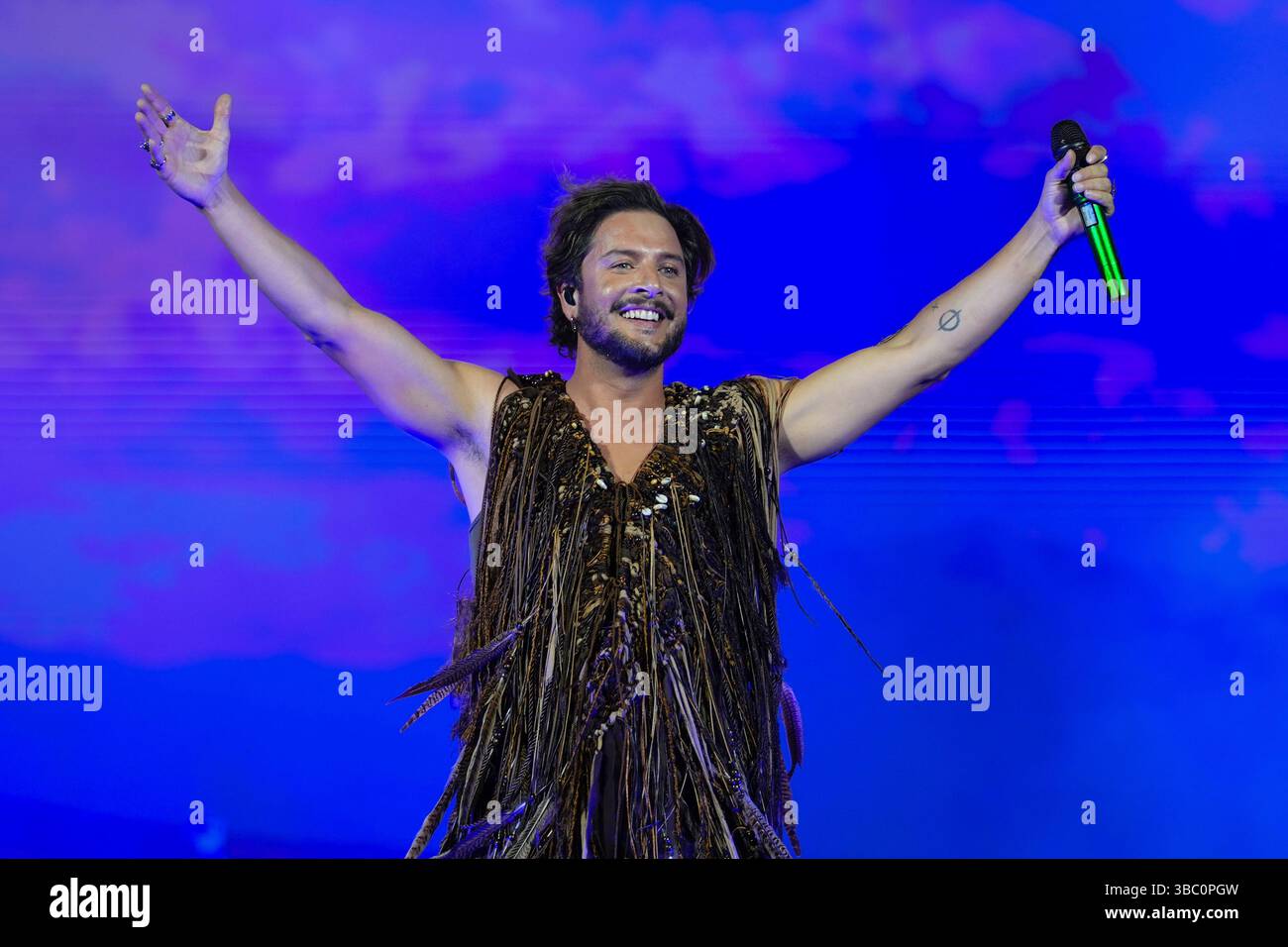 The singer, Manuel Carrasco during his concert at La Cartuja stadium ...