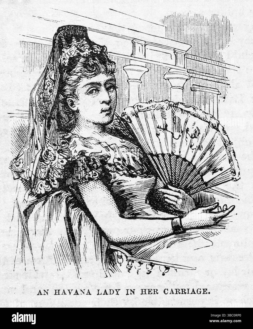 An Havana, Cuba lady in her carriage (1878). 19th century illustration from Frank Leslie's ...