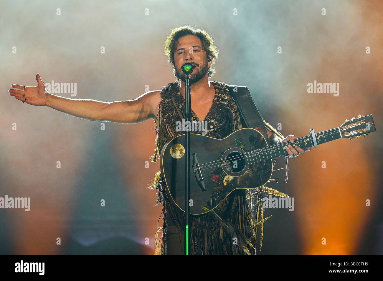 The singer, Manuel Carrasco during his concert at La Cartuja stadium ...