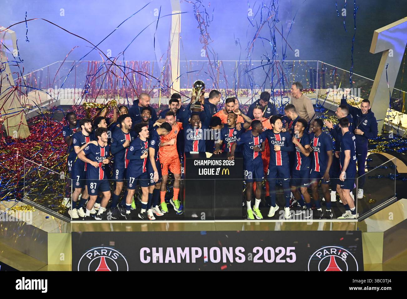 Paris, France. 17th May, 2025. The show celebrating PSG's victory in ...