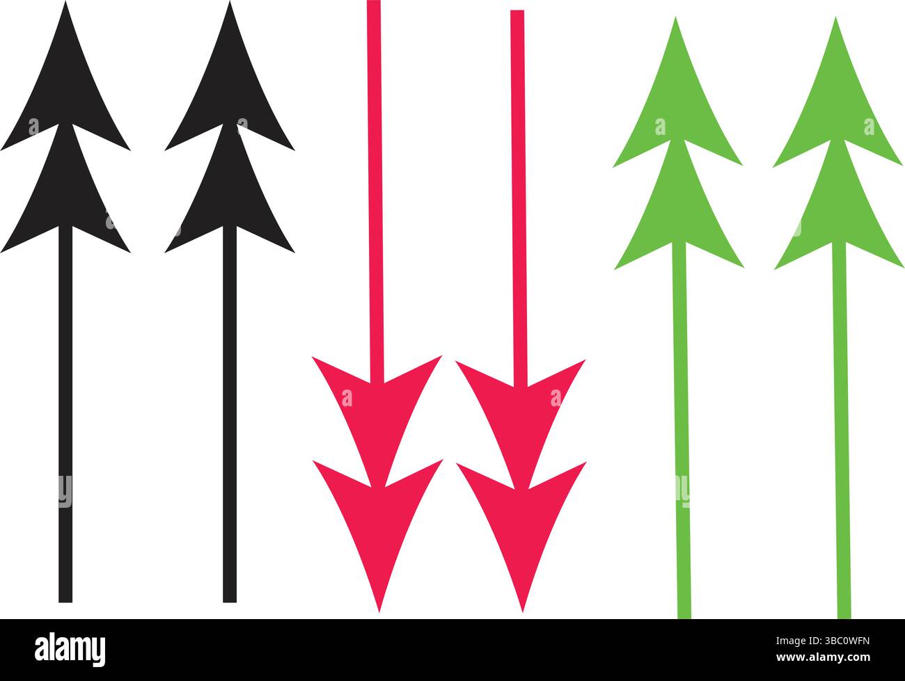 Vertical black arrows vector up and down direction icons for diagram ...