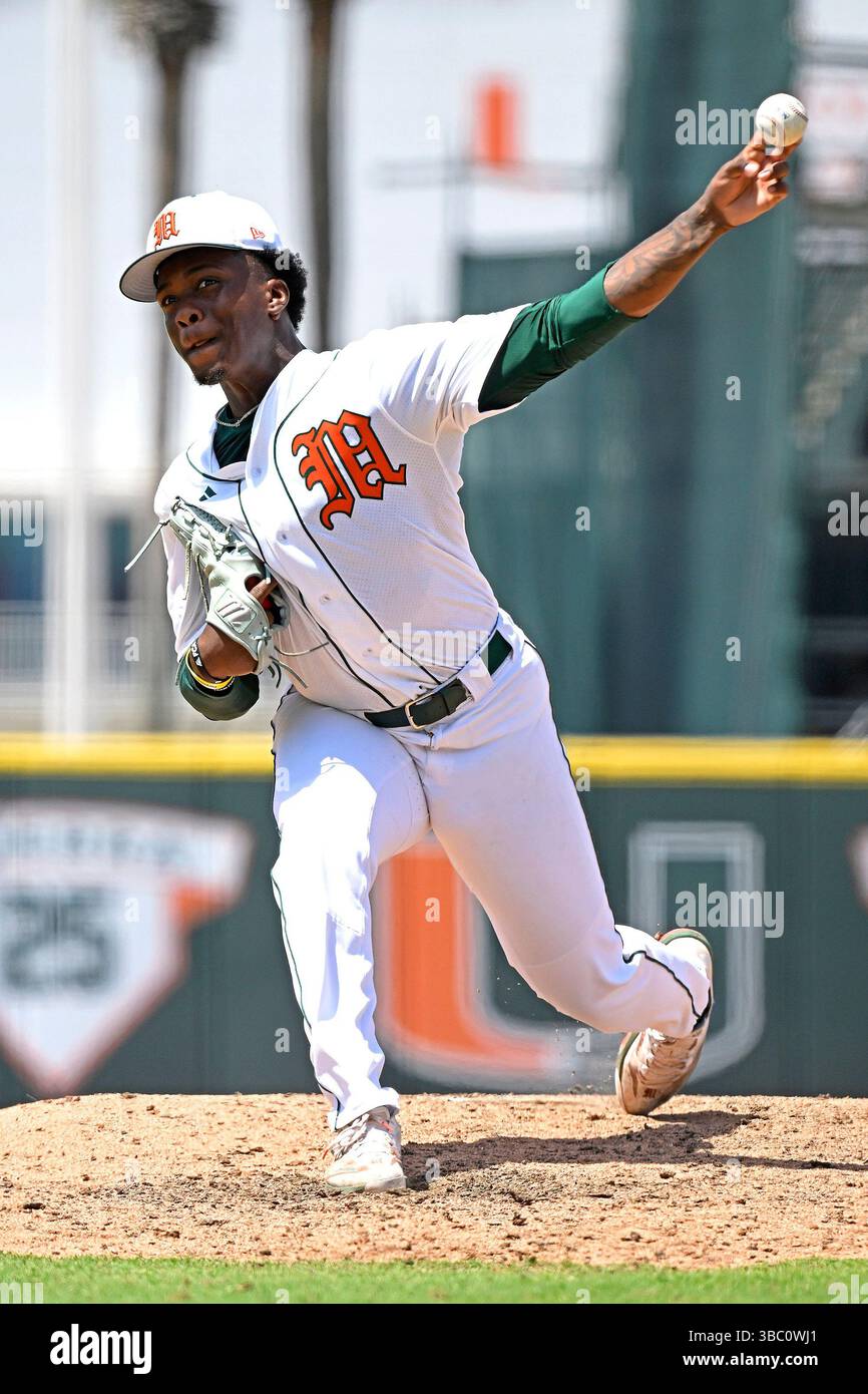 CORAL GABLES, FL - MAY 17: Miami left-handed pitcher Rob Evans (9 ...