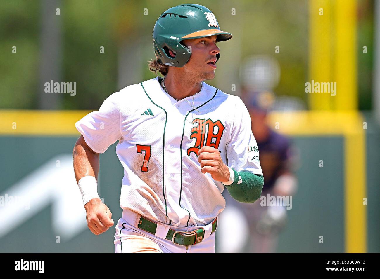 CORAL GABLES, FL - MAY 17: Miami outfielder Max Galvin (7) runs to ...