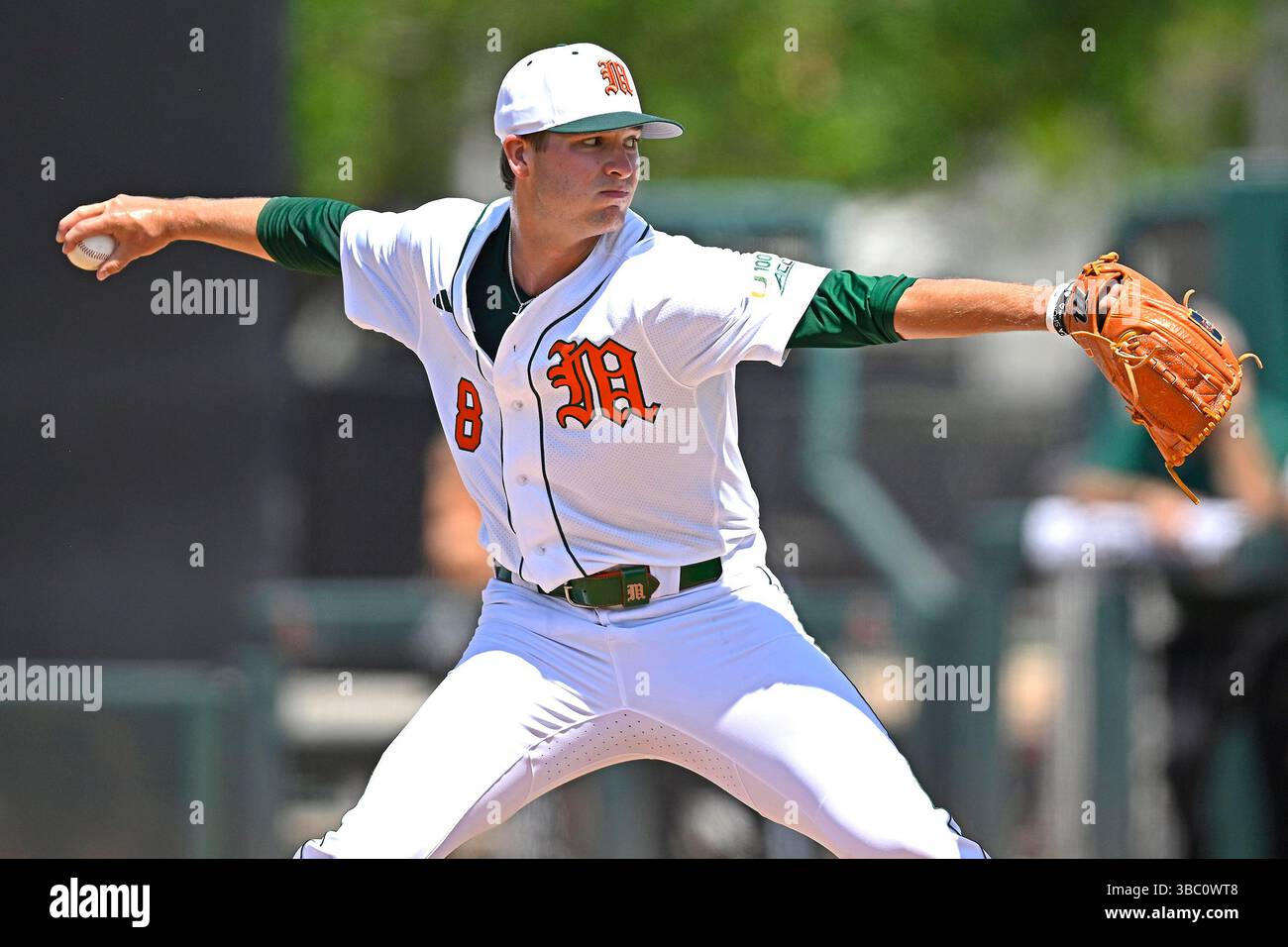 CORAL GABLES, FL - MAY 17: Miami right-handed pitcher Carson Fischer (8 ...