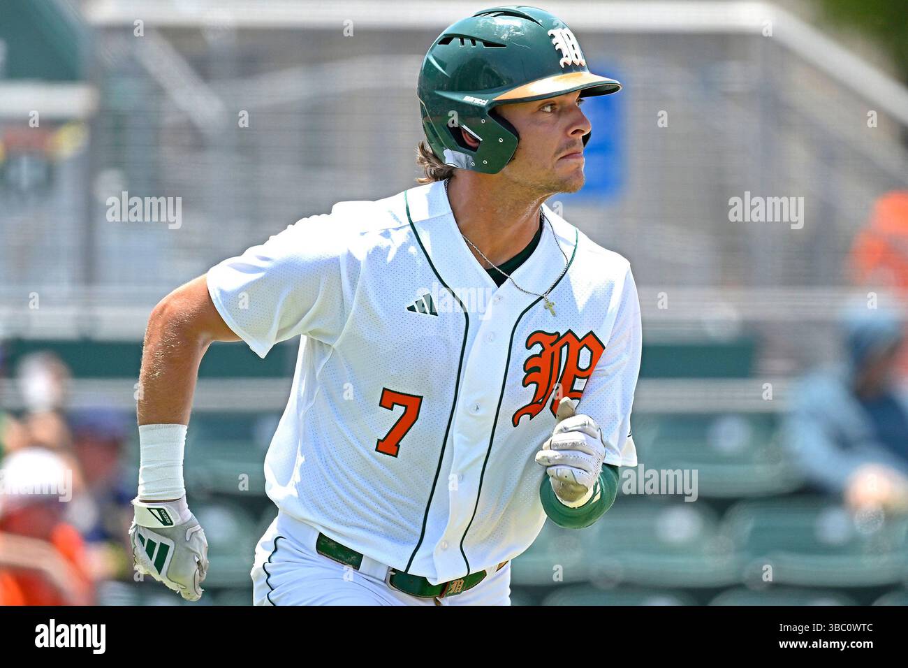 CORAL GABLES, FL - MAY 17: Miami outfielder Max Galvin (7) runs to ...