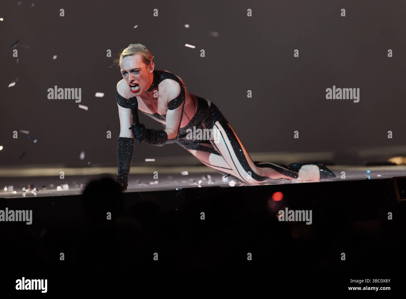 Basel, Switzerland. 18th May, 2025. Nemo sings at the final of the 69th ...