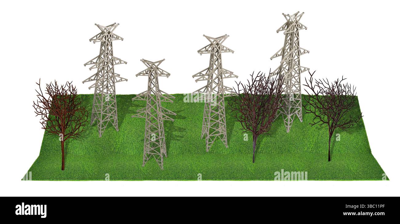 Power Line Poles used to move electricity over long distances with dead ...