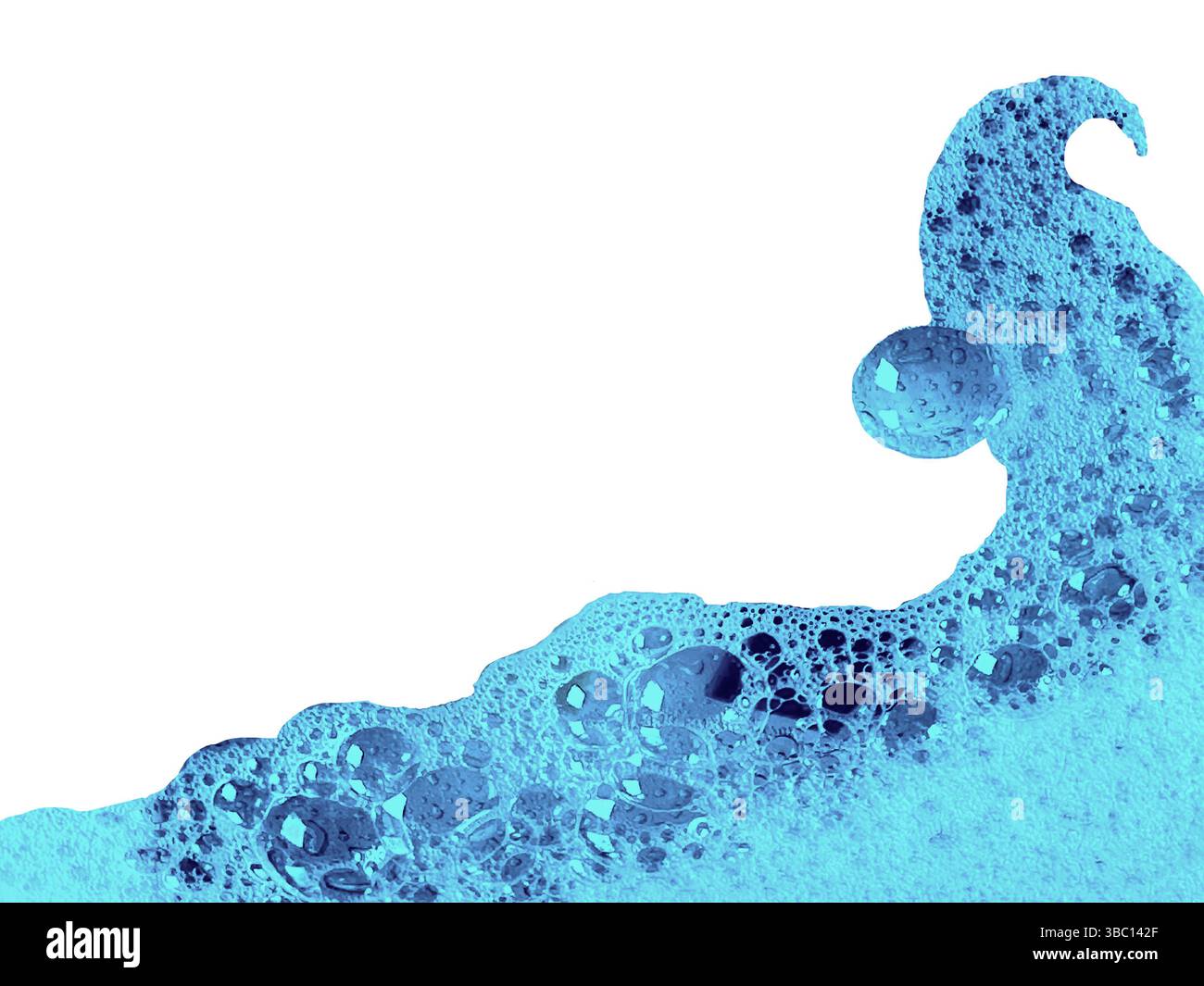 Outline corner framework shows crest of wave made with foaming soapy ...