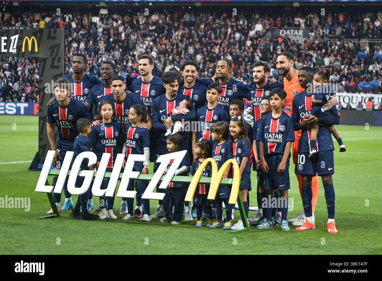 Paris, France. 17th May, 2025. Paris Saint-Germain's players lineup ...