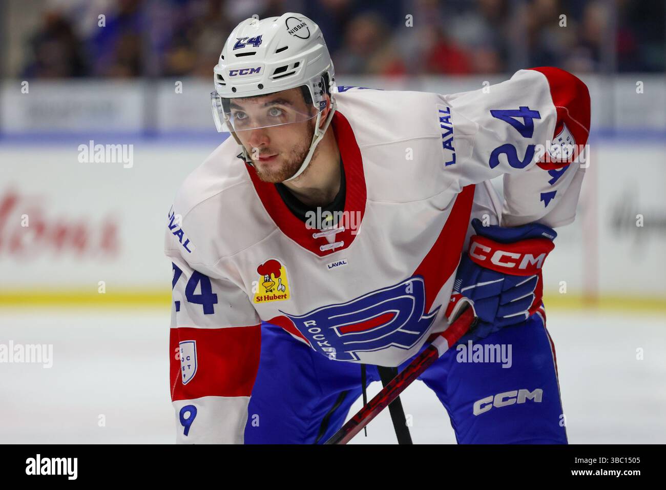 Rochester, New York, USA. 16th May, 2025. Laval Rocket defenseman Logan ...
