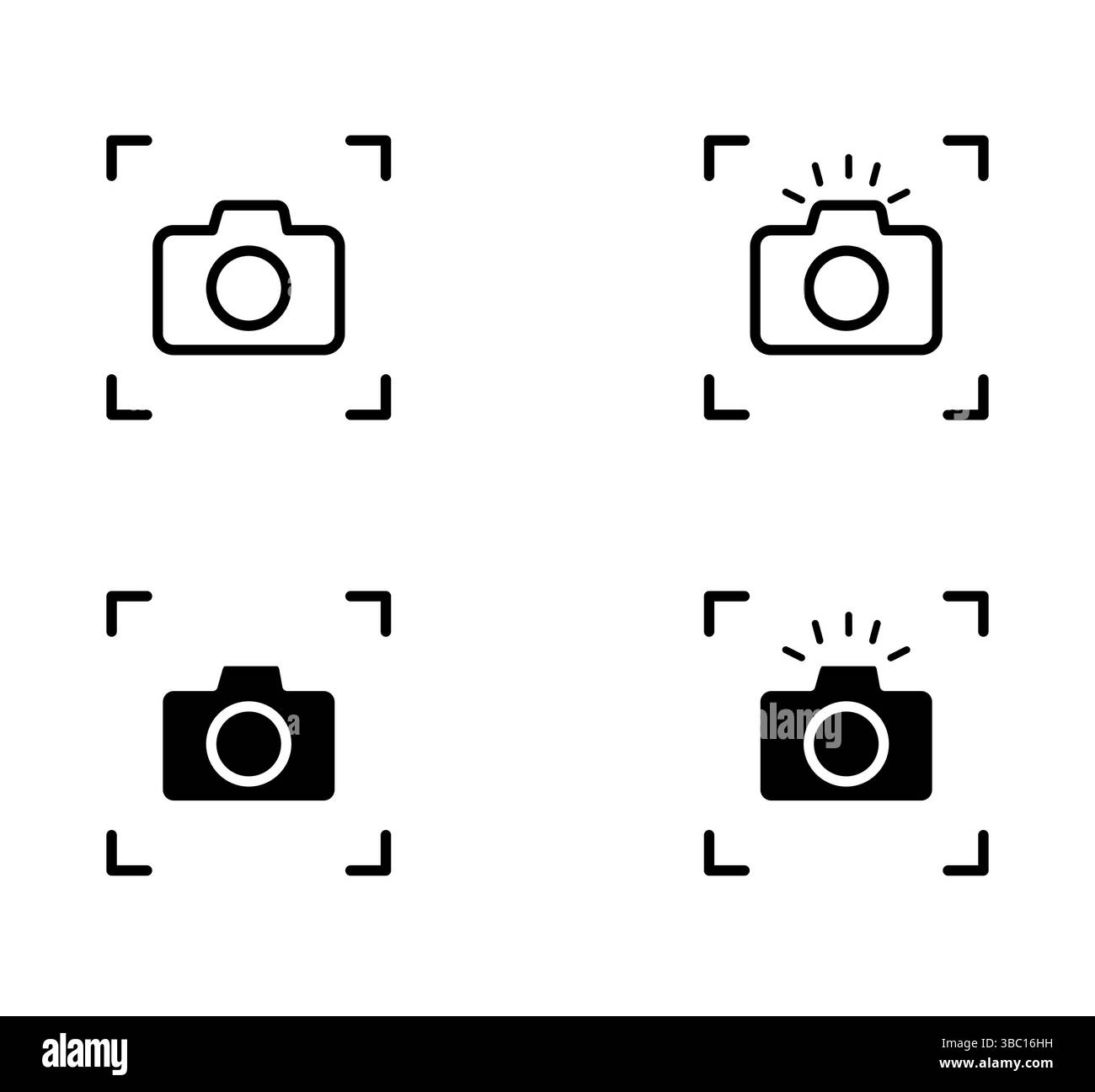 Camera scan icon set. Camera scanner. Scanning camera. Easy editable ...