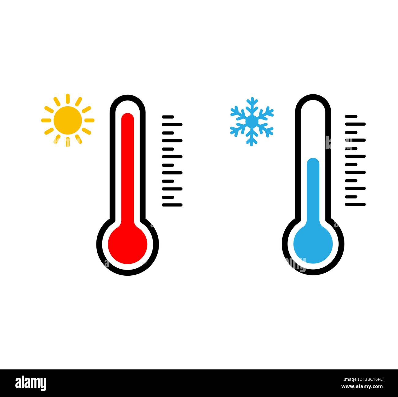 Temperature Thermometer Icons: Cold vs. Hot Design Stock Vector Image ...