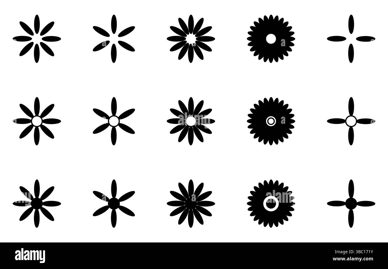 Flower and Starburst Vector Icons: Minimalist Geometric Design Elements ...