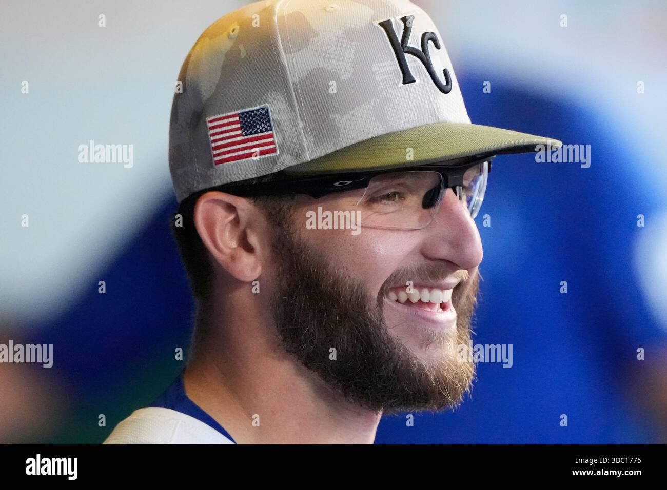 Kansas City Royals starting pitcher Noah Cameron watches from the ...