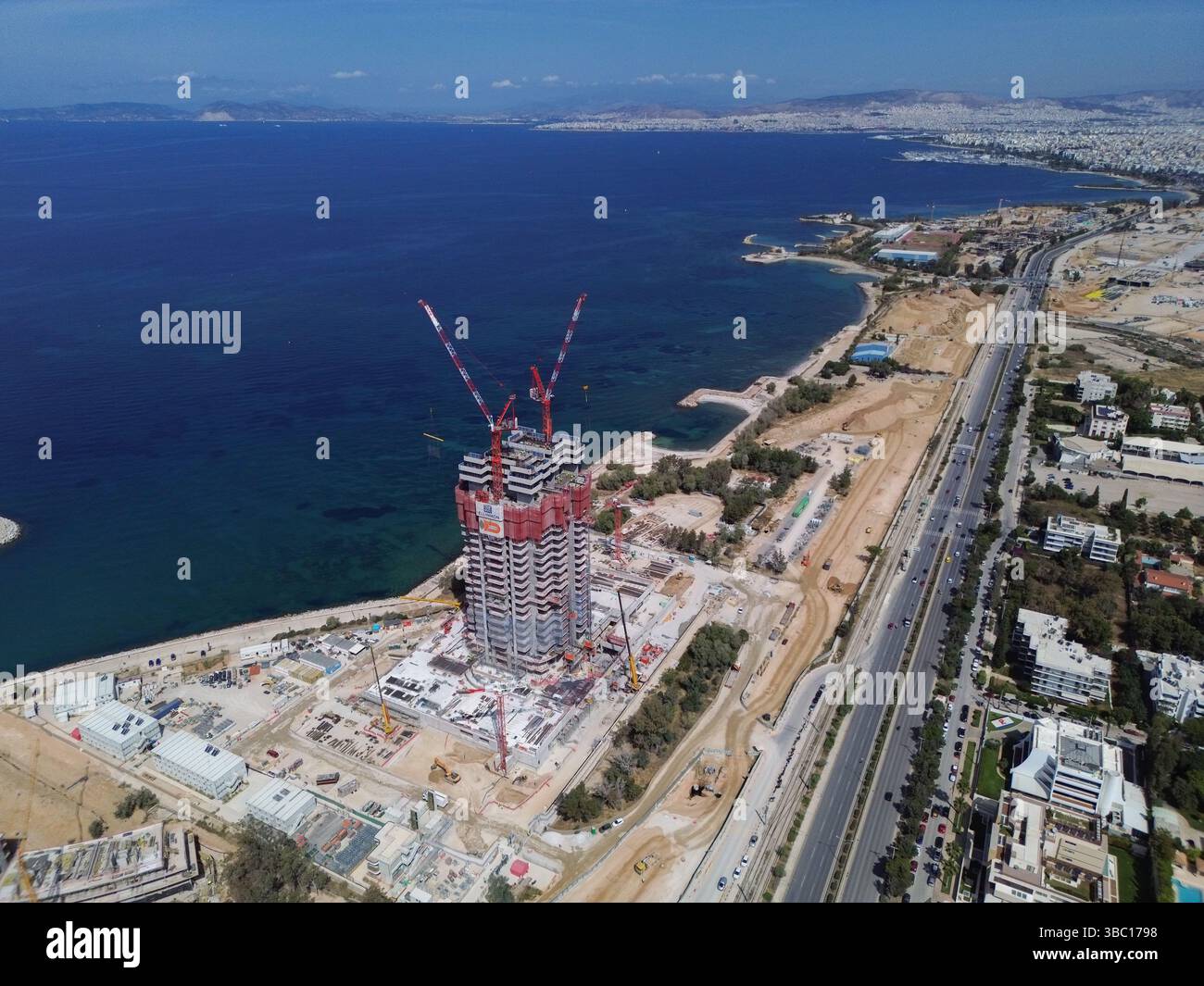 Athens, Greece, 15 May 2025. In an aerial view, construction of the ...