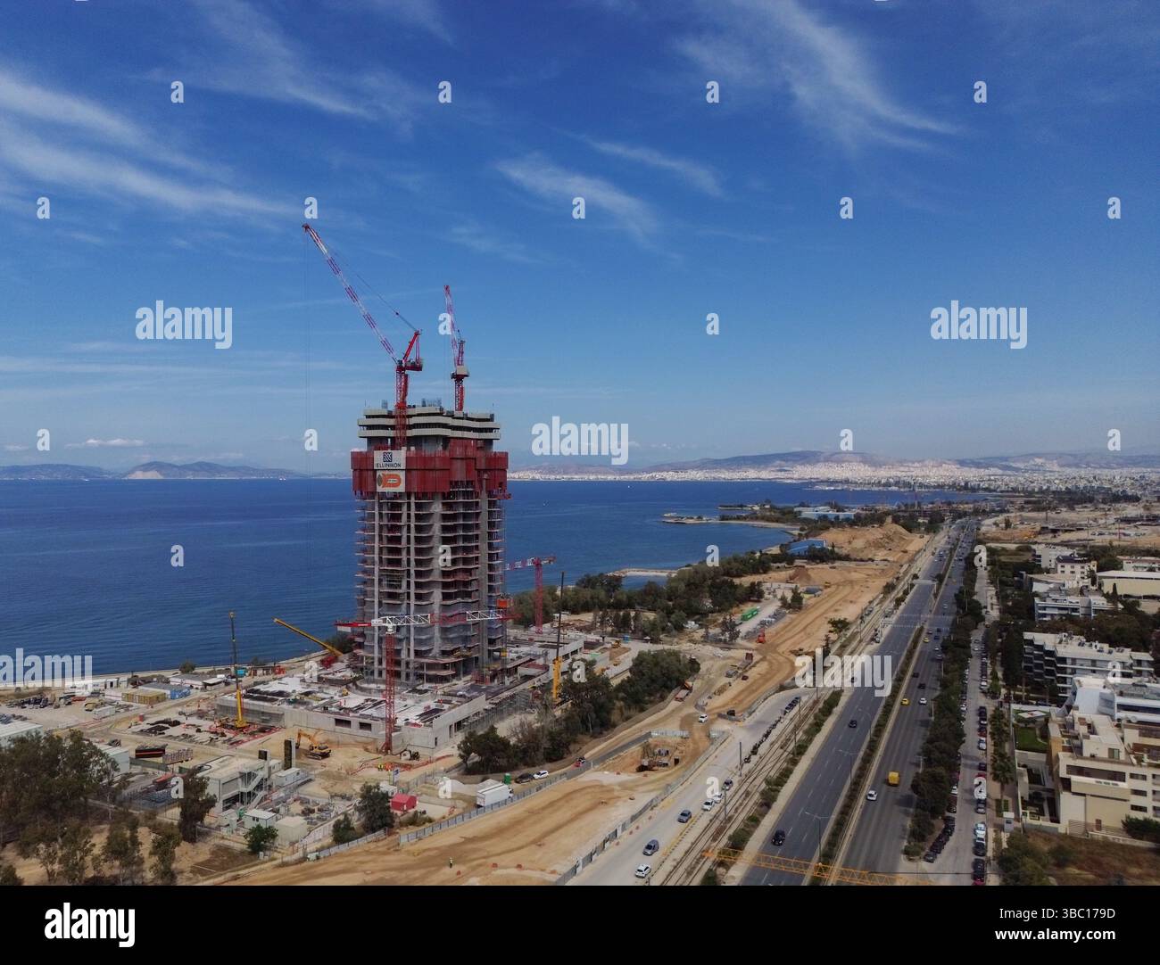 Athens, Greece, 15 May 2025. In an aerial view, construction of the ...