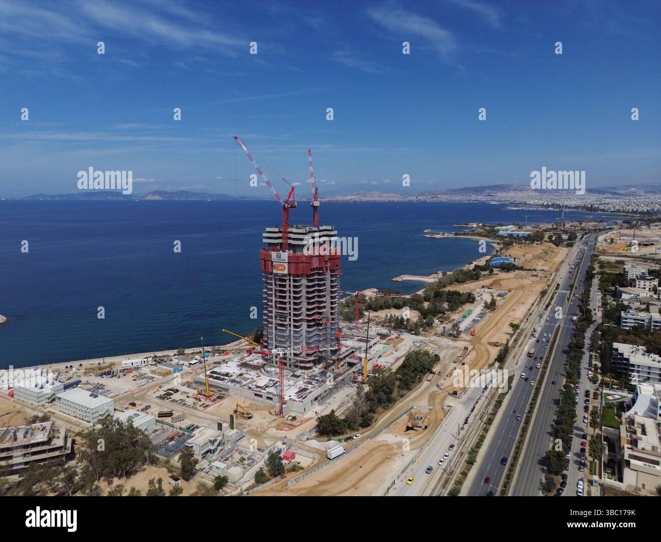 Athens, Greece, 15 May 2025. In an aerial view, construction of the ...