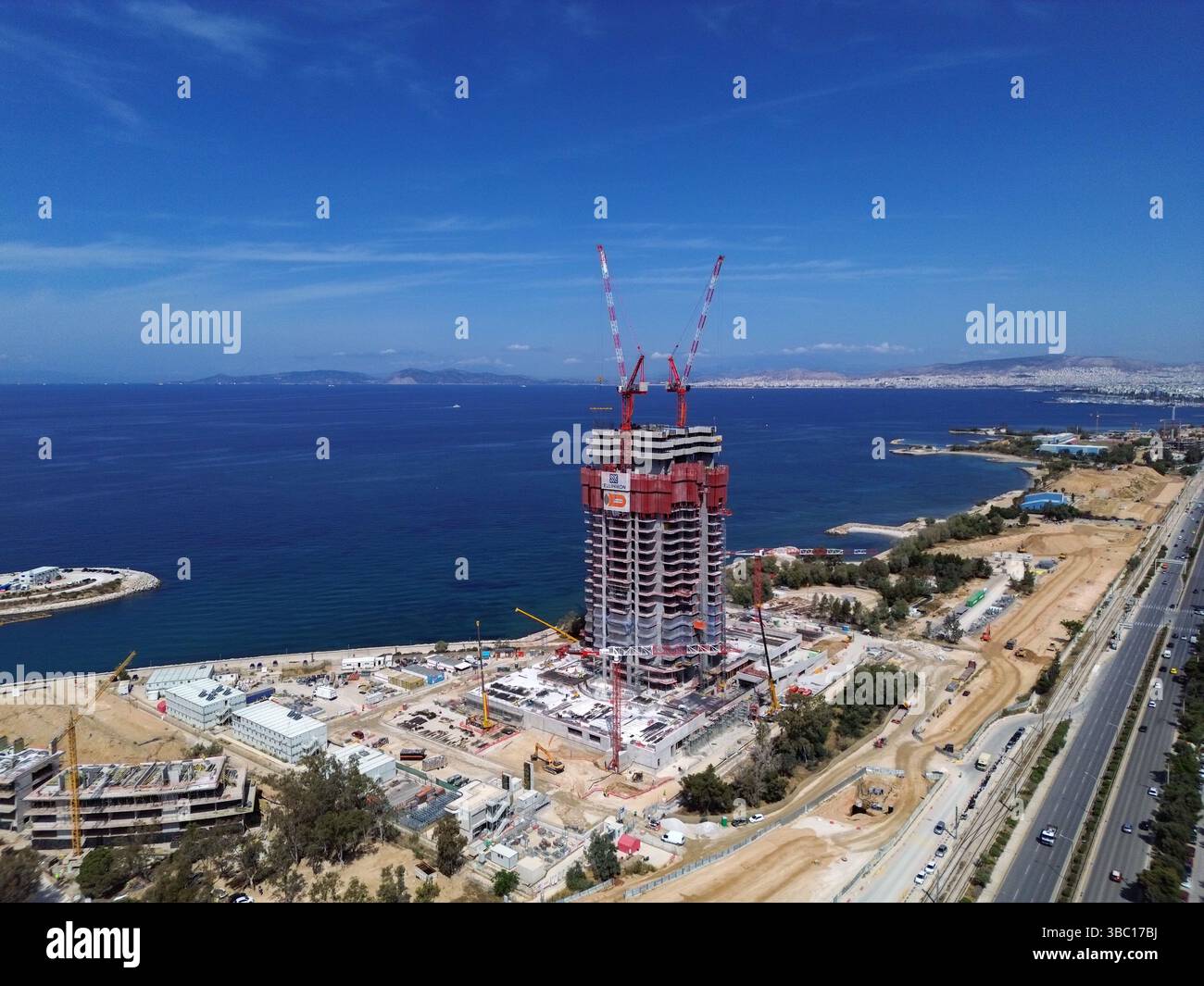 Athens, Greece, 15 May 2025. In an aerial view, construction of the ...