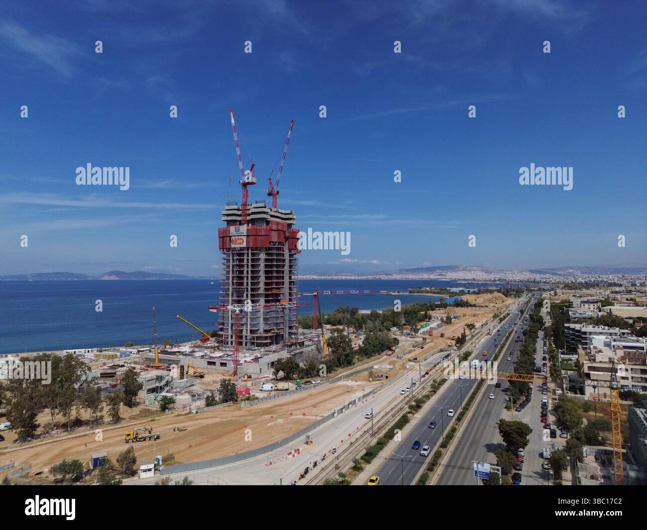 Athens, Greece, 15 May 2025. In an aerial view, construction of the ...