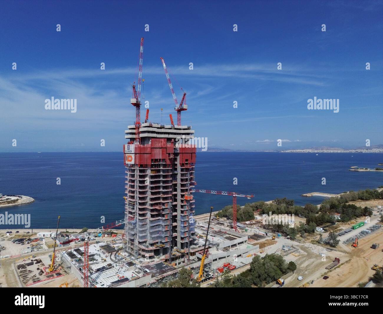 Athens, Greece, 15 May 2025. In an aerial view, construction of the ...