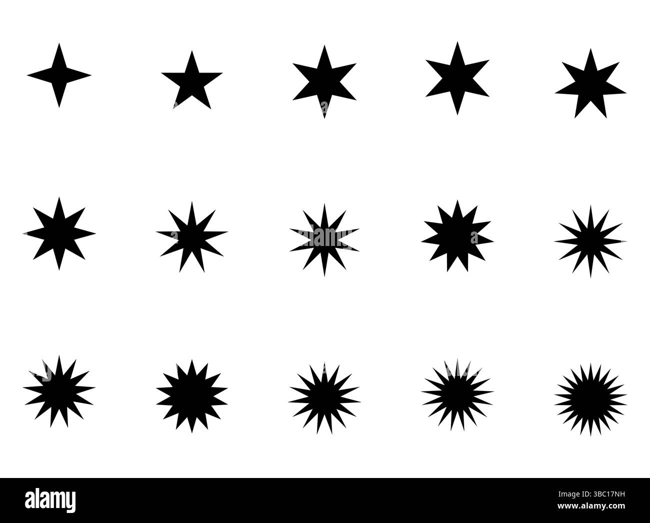Black Starburst and Sunburst Icon Set – Increasing Points Silhouette ...
