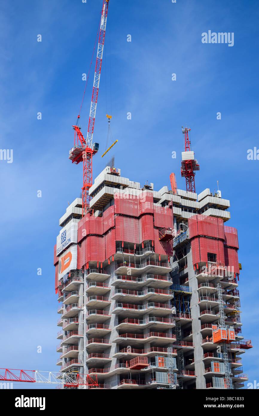 Athens, Greece, 15 May 2025. Construction of the tallest residential ...