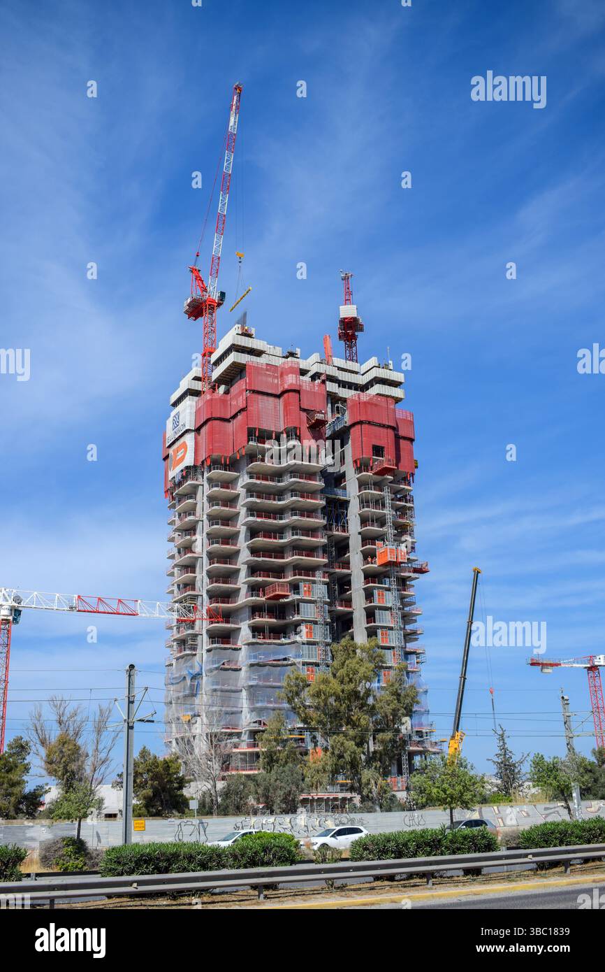 Athens, Greece, 15 May 2025. Construction of the tallest residential ...