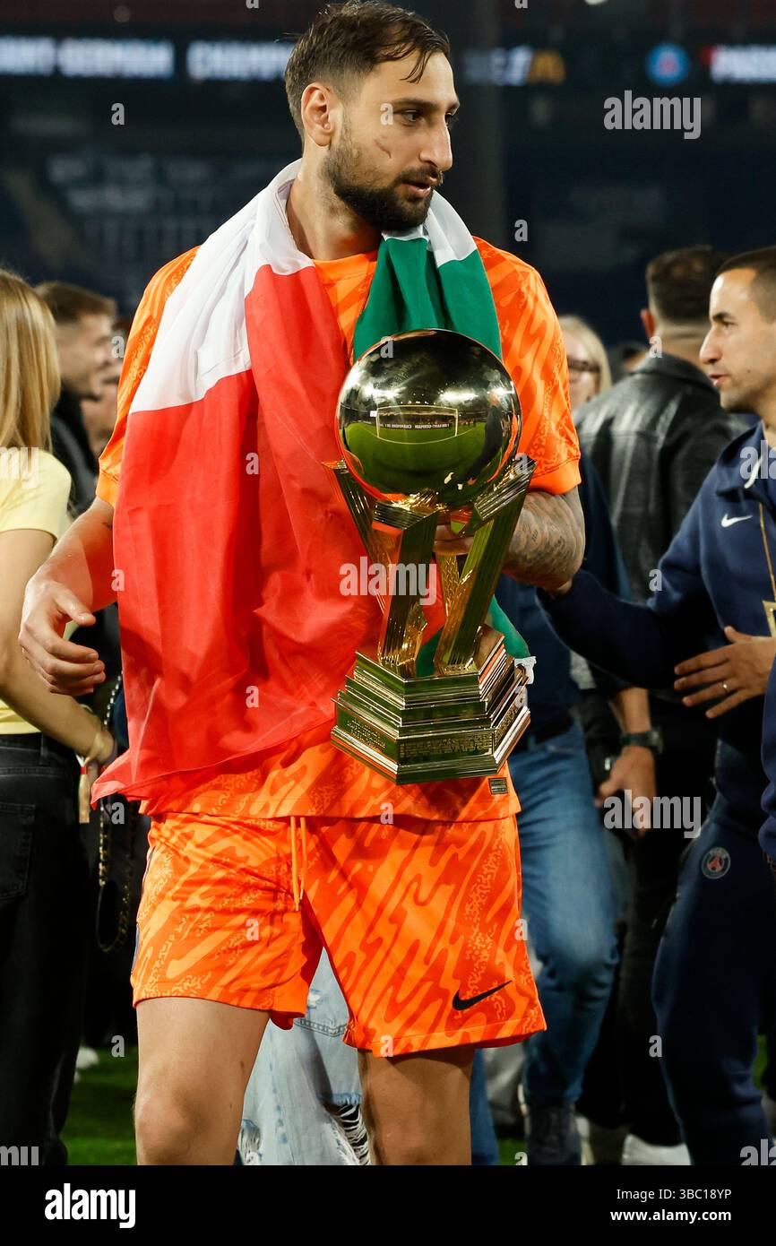 Paris, France. 18th May, 2025. PSG goalkeeper Gianluigi Donnarumma ...