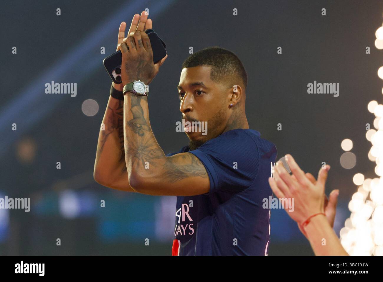 Paris, France. 18th May, 2025. Presnel Kimpembe of PSG during the Ligue ...