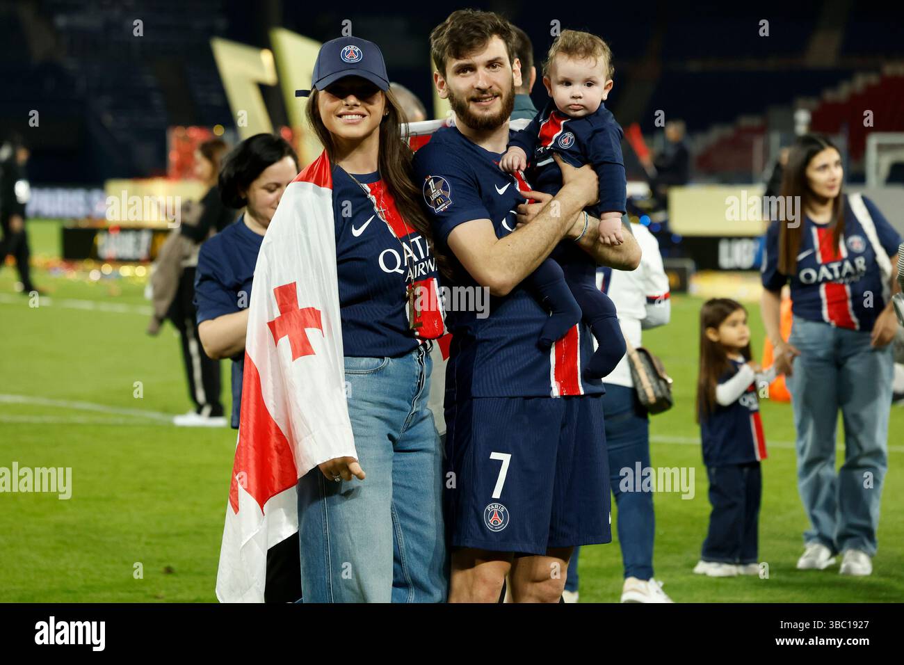 Paris, France. 18th May, 2025. Khvicha Kvaratskhelia and his wife Nitsa ...