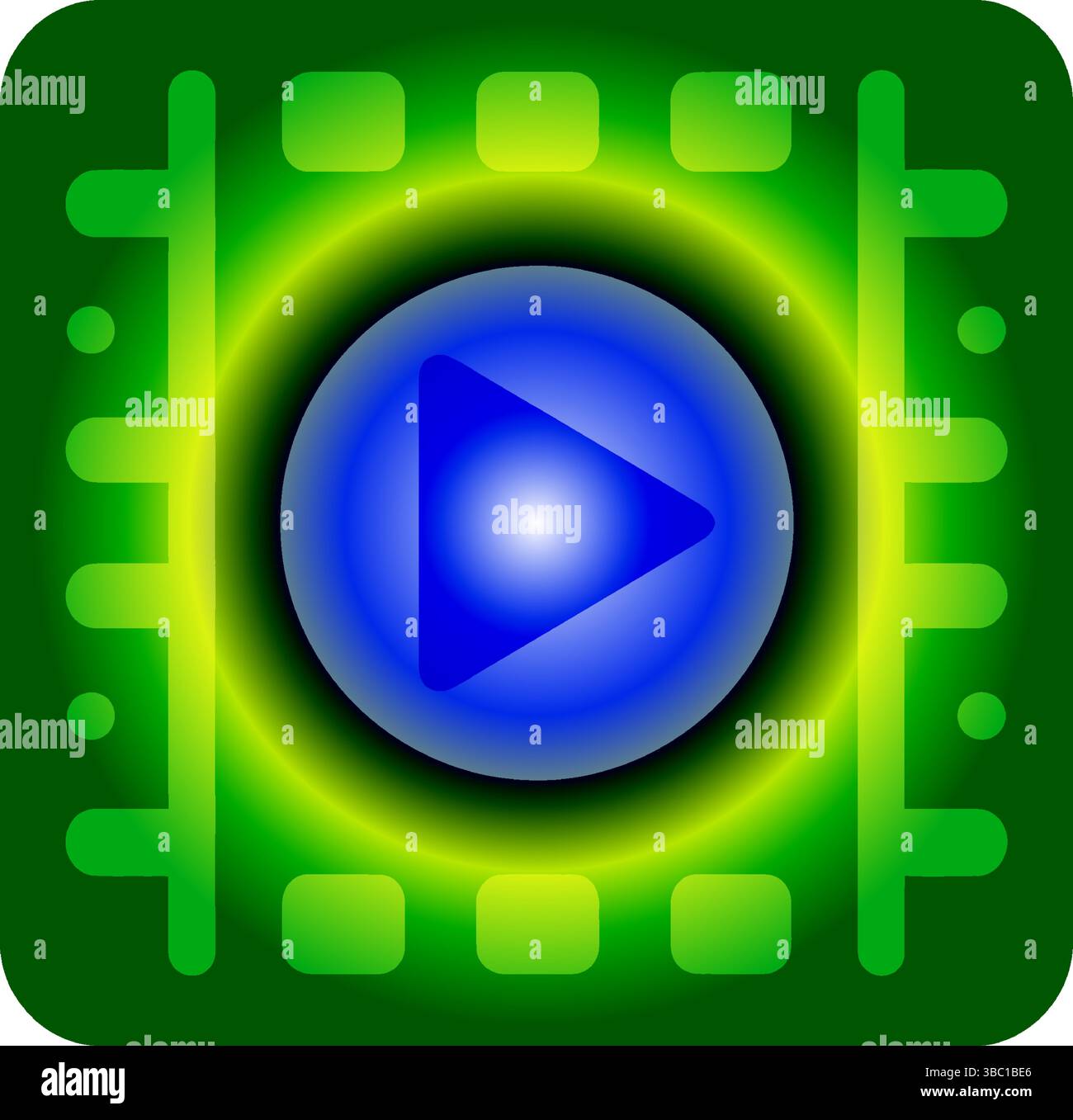 Green Glowing Play Button – Futuristic Video and Multimedia Interface ...