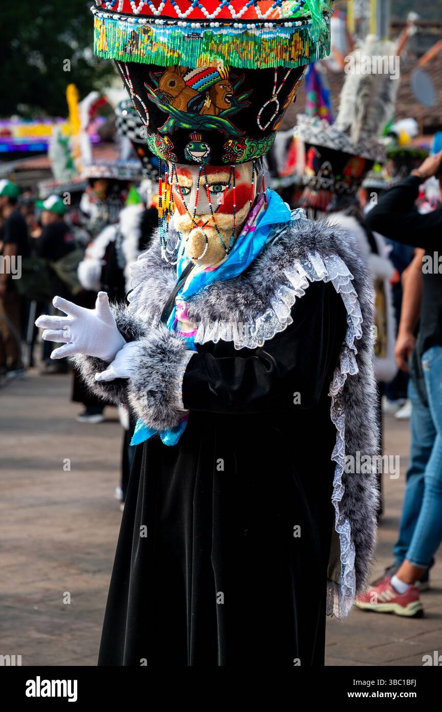 TEPOZTLAN, MORELOS, MEXICO -- March 2025: The chinelos of Tepoztlan ...